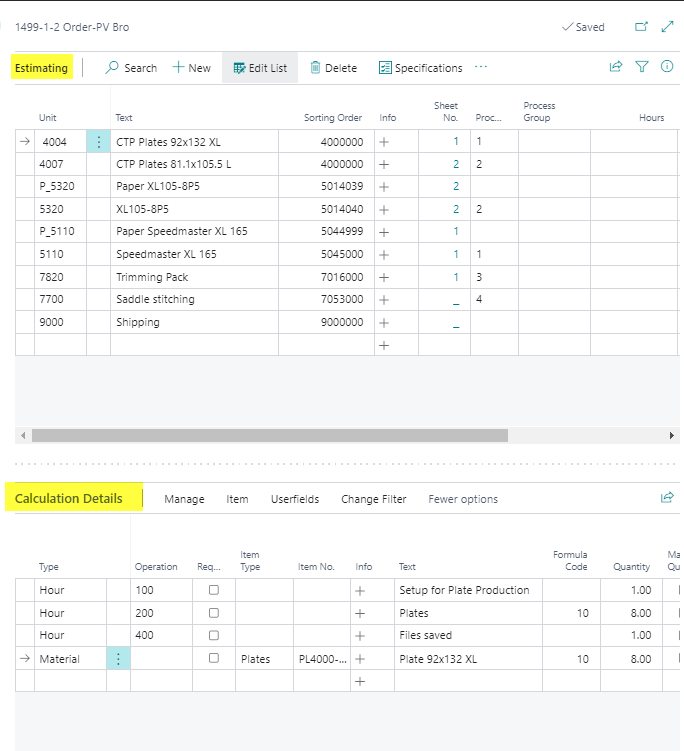 Estimating page - PrintVis Documentation